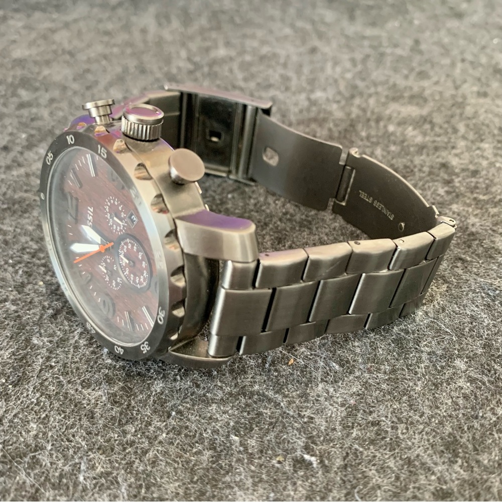 Fossil Nate Chronograph Smoke Stainless Steel Watch - Gem